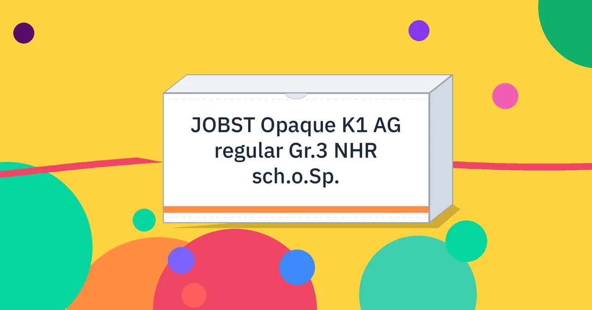 Symbolbild: Packung mit der Aufschrift JOBST Opaque K1 AG regular Gr.3 NHR sch.o.Sp. (PZN 13095350) – Verfügbarkeit und Bezug in Apotheken in Frankfurt am Main
