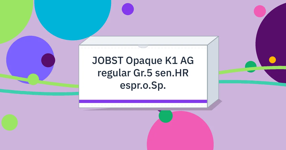 Symbolbild: Packung mit der Aufschrift JOBST Opaque K1 AG regular Gr.5 sen.HR espr.o.Sp. (PZN 16267521) – Verfügbarkeit und Bezug in Apotheken in Frankfurt am Main