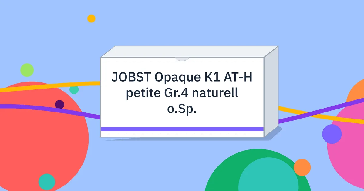 Symbolbild: Packung mit der Aufschrift JOBST Opaque K1 AT-H petite Gr.4 naturell o.Sp. (PZN 13102417) – Verfügbarkeit und Bezug in Apotheken in Frankfurt am Main