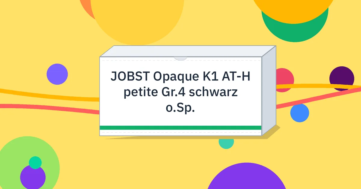 Symbolbild: Packung mit der Aufschrift JOBST Opaque K1 AT-H petite Gr.4 schwarz o.Sp. (PZN 13102481) – Verfügbarkeit und Bezug in Apotheken in Frankfurt am Main