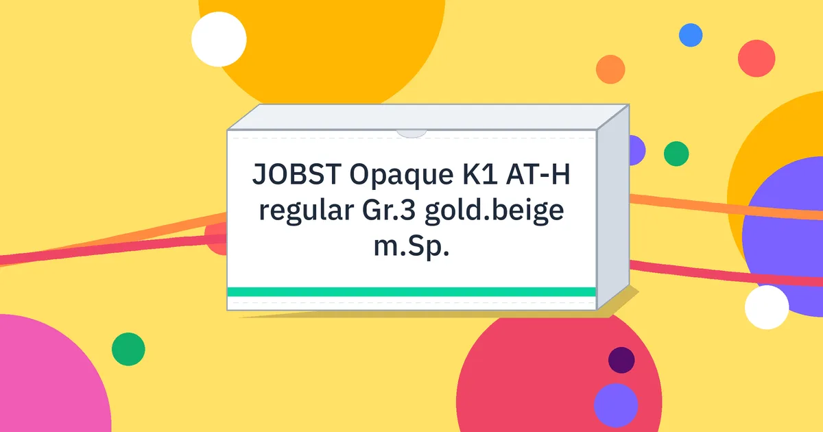 Symbolbild: Packung mit der Aufschrift JOBST Opaque K1 AT-H regular Gr.3 gold.beige m.Sp. (PZN 16274797) – Verfügbarkeit und Bezug in Apotheken in Frankfurt am Main