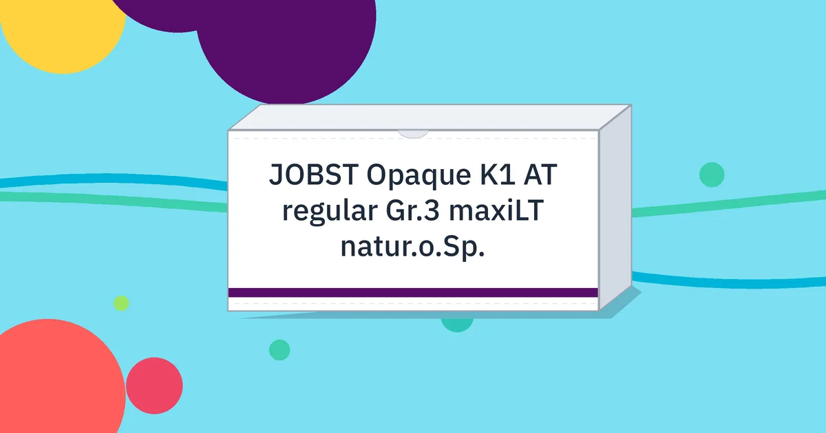 Symbolbild: Packung mit der Aufschrift JOBST Opaque K1 AT regular Gr.3 maxiLT natur.o.Sp. (PZN 13106616) – Verfügbarkeit und Bezug in Apotheken in Frankfurt am Main