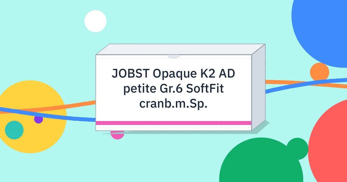 Symbolbild: Packung mit der Aufschrift JOBST Opaque K2 AD petite Gr.6 SoftFit cranb.m.Sp. (PZN 13109276) – Verfügbarkeit und Bezug in Apotheken in Frankfurt am Main