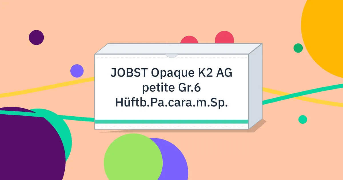 Symbolbild: Packung mit der Aufschrift JOBST Opaque K2 AG petite Gr.6 Hüftb.Pa.cara.m.Sp. (PZN 13114283) – Verfügbarkeit und Bezug in Apotheken in Frankfurt am Main
