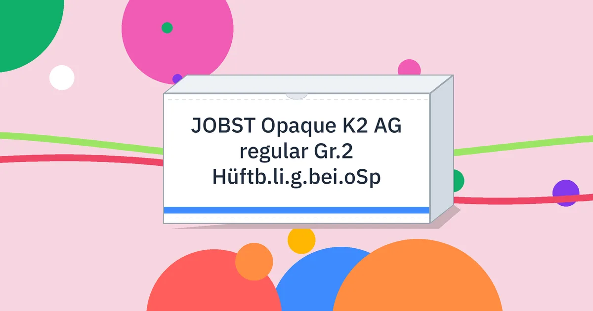 Symbolbild: Packung mit der Aufschrift JOBST Opaque K2 AG regular Gr.2 Hüftb.li.g.bei.oSp (PZN 16286725) – Verfügbarkeit und Bezug in Apotheken in Frankfurt am Main
