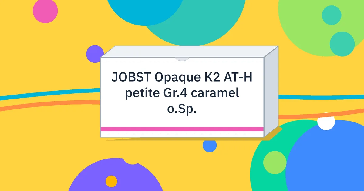 Symbolbild: Packung mit der Aufschrift JOBST Opaque K2 AT-H petite Gr.4 caramel o.Sp. (PZN 10724503) – Verfügbarkeit und Bezug in Apotheken in Frankfurt am Main