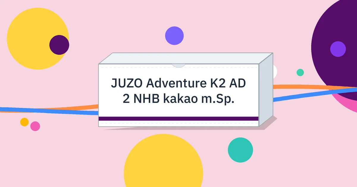 Symbolbild: Packung mit der Aufschrift JUZO Adventure K2 AD 2 NHB kakao m.Sp. (PZN 14974177) – Verfügbarkeit und Bezug in Apotheken in Frankfurt am Main