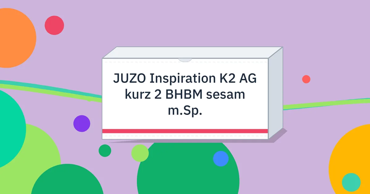 Symbolbild: Packung mit der Aufschrift JUZO Inspiration K2 AG kurz 2 BHBM sesam m.Sp. (PZN 14875363) – Verfügbarkeit und Bezug in Apotheken in Frankfurt am Main