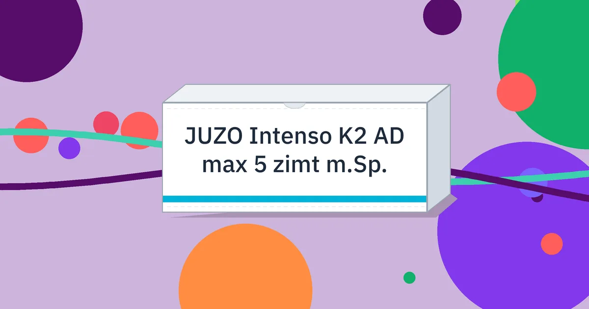 Symbolbild: Packung mit der Aufschrift JUZO Intenso K2 AD max 5 zimt m.Sp. (PZN 18609144) – Verfügbarkeit und Bezug in Apotheken in Frankfurt am Main