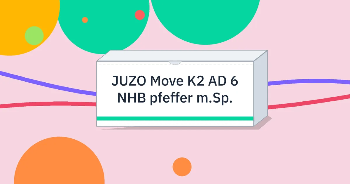 Symbolbild: Packung mit der Aufschrift JUZO Move K2 AD 6 NHB pfeffer m.Sp. (PZN 16339901) – Verfügbarkeit und Bezug in Apotheken in Frankfurt am Main