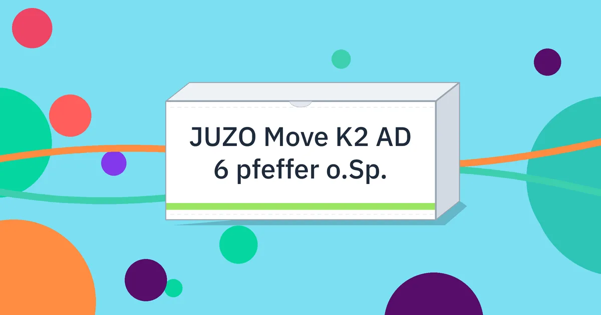 Symbolbild: Packung mit der Aufschrift JUZO Move K2 AD 6 pfeffer o.Sp. (PZN 16342116) – Verfügbarkeit und Bezug in Apotheken in Frankfurt am Main