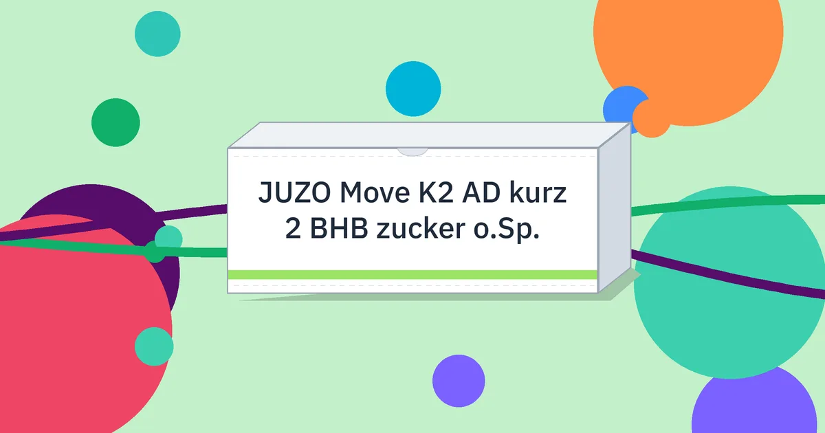 Symbolbild: Packung mit der Aufschrift JUZO Move K2 AD kurz 2 BHB zucker o.Sp. (PZN 18509508) – Verfügbarkeit und Bezug in Apotheken in Frankfurt am Main