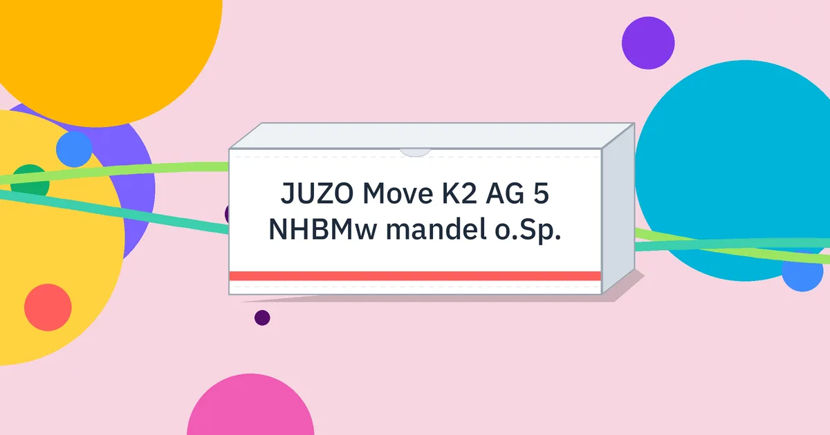 Symbolbild: Packung mit der Aufschrift JUZO Move K2 AG 5 NHBMw mandel o.Sp. (PZN 16644573) – Verfügbarkeit und Bezug in Apotheken in Frankfurt am Main