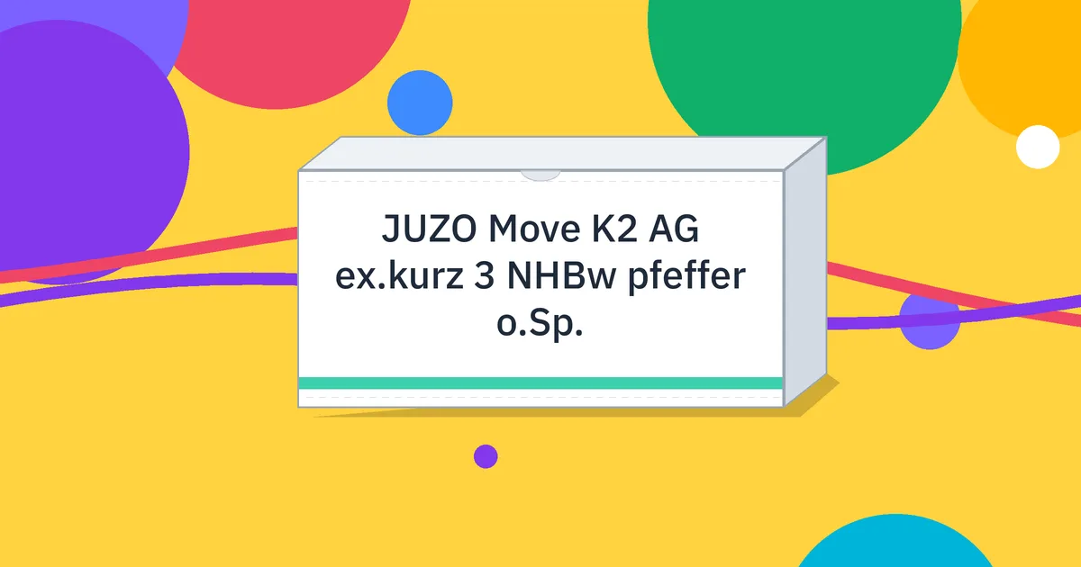 Symbolbild: Packung mit der Aufschrift JUZO Move K2 AG ex.kurz 3 NHBw pfeffer o.Sp. (PZN 16641089) – Verfügbarkeit und Bezug in Apotheken in Frankfurt am Main