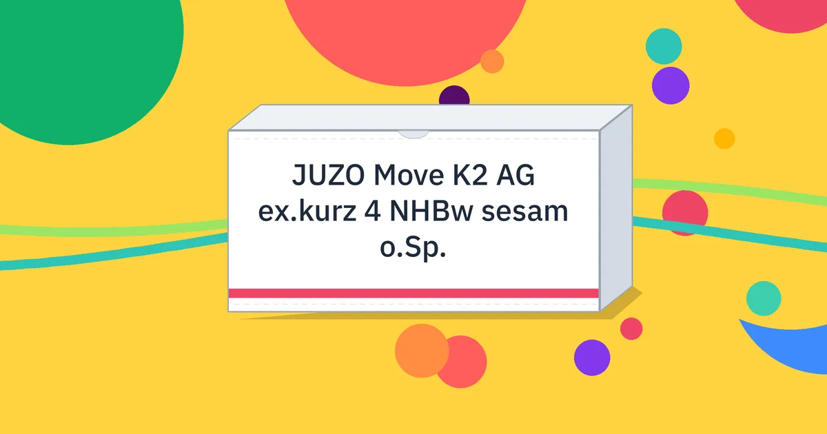 Symbolbild: Packung mit der Aufschrift JUZO Move K2 AG ex.kurz 4 NHBw sesam o.Sp. (PZN 18533079) – Verfügbarkeit und Bezug in Apotheken in Frankfurt am Main