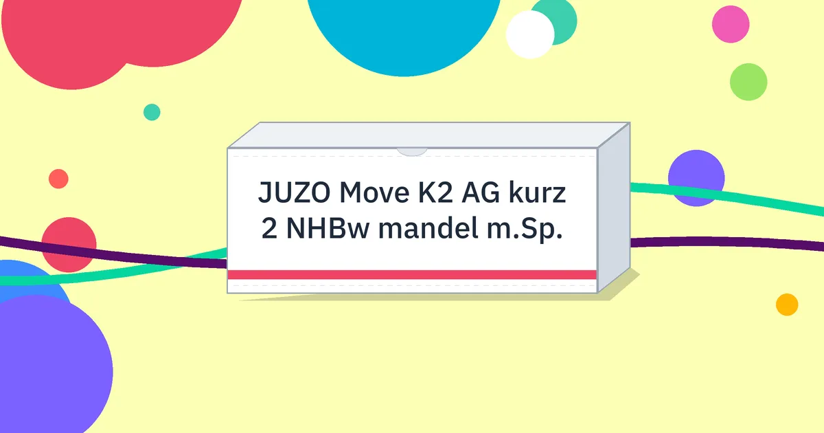 Symbolbild: Packung mit der Aufschrift JUZO Move K2 AG kurz 2 NHBw mandel m.Sp. (PZN 16640871) – Verfügbarkeit und Bezug in Apotheken in Frankfurt am Main