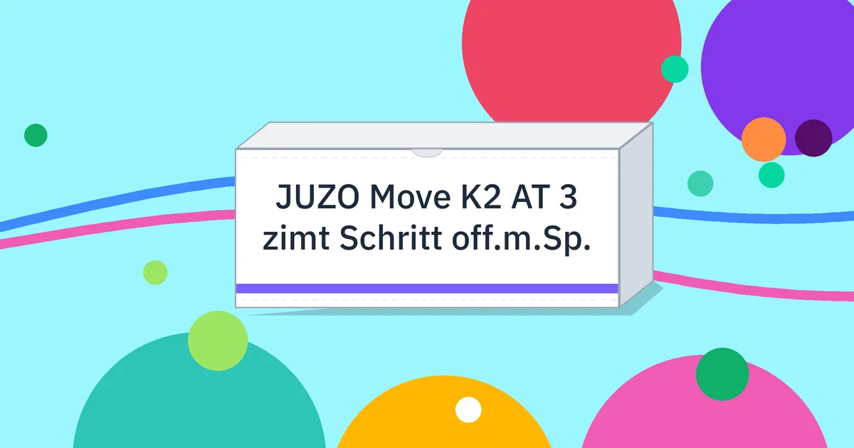 Symbolbild: Packung mit der Aufschrift JUZO Move K2 AT 3 zimt Schritt off.m.Sp. (PZN 20668125) – Verfügbarkeit und Bezug in Apotheken in Frankfurt am Main
