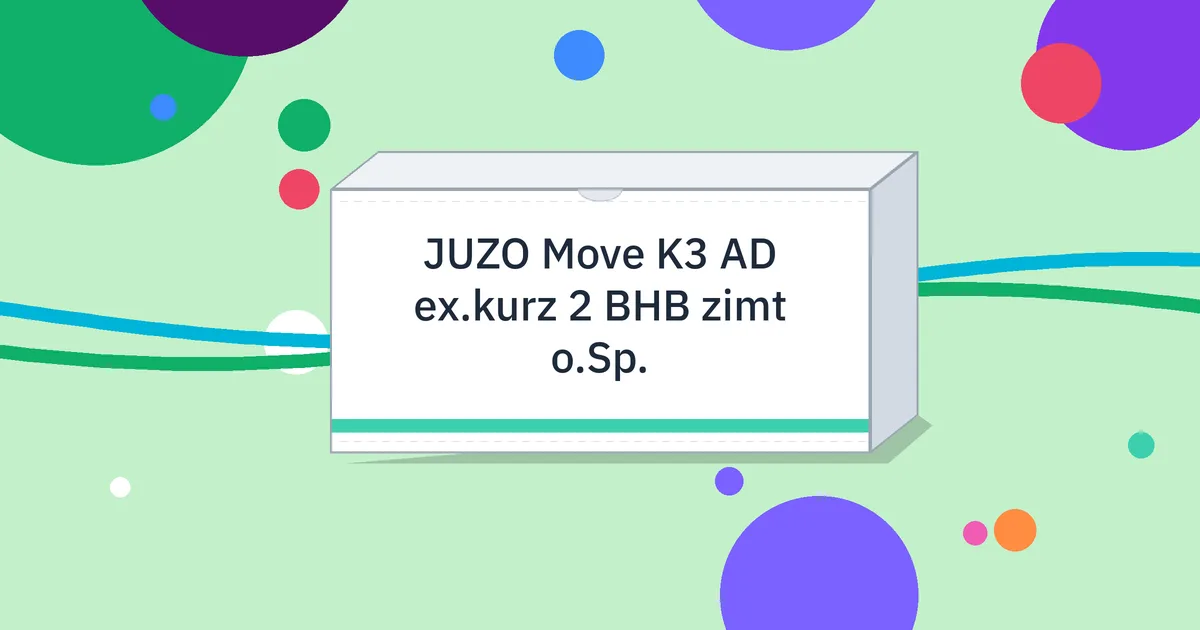Symbolbild: Packung mit der Aufschrift JUZO Move K3 AD ex.kurz 2 BHB zimt o.Sp. (PZN 18570318) – Verfügbarkeit und Bezug in Apotheken in Frankfurt am Main