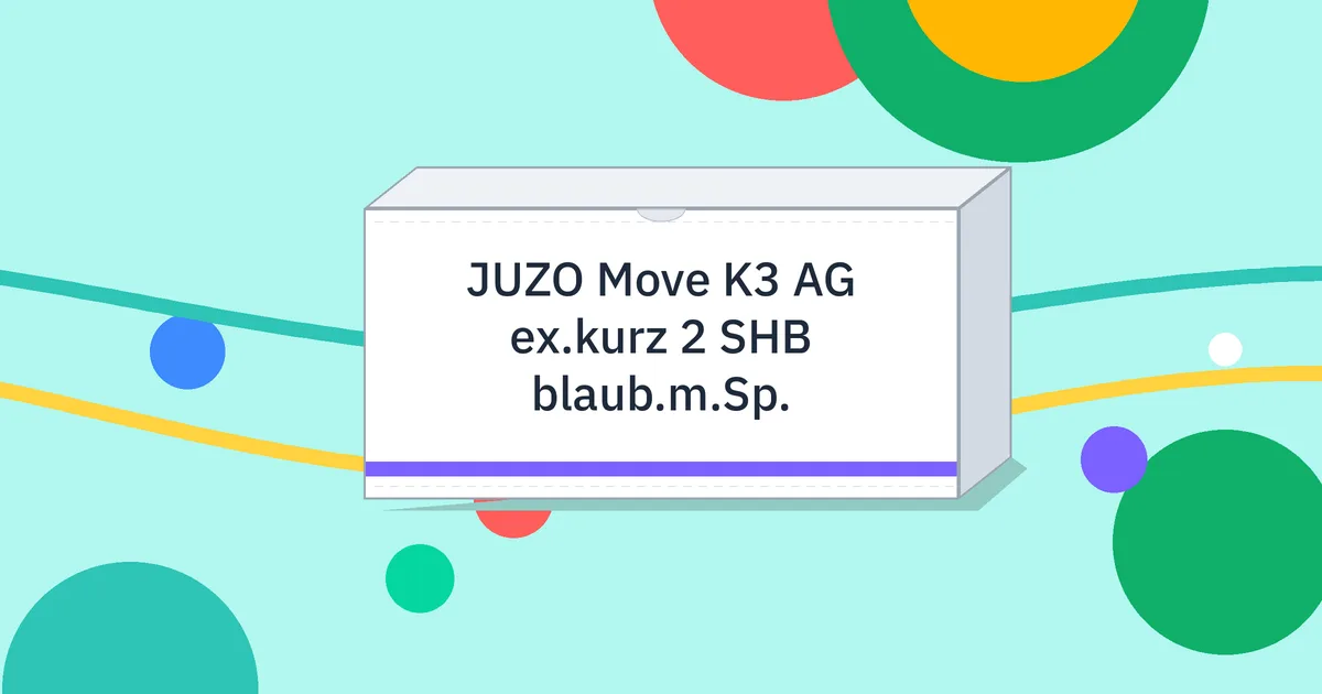 Symbolbild: Packung mit der Aufschrift JUZO Move K3 AG ex.kurz 2 SHB blaub.m.Sp. (PZN 18595175) – Verfügbarkeit und Bezug in Apotheken in Frankfurt am Main