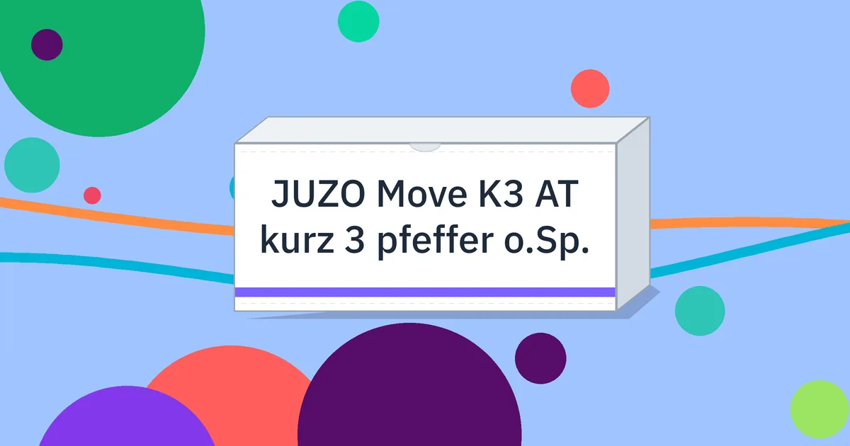 Symbolbild: Packung mit der Aufschrift JUZO Move K3 AT kurz 3 pfeffer o.Sp. (PZN 20684526) – Verfügbarkeit und Bezug in Apotheken in Frankfurt am Main