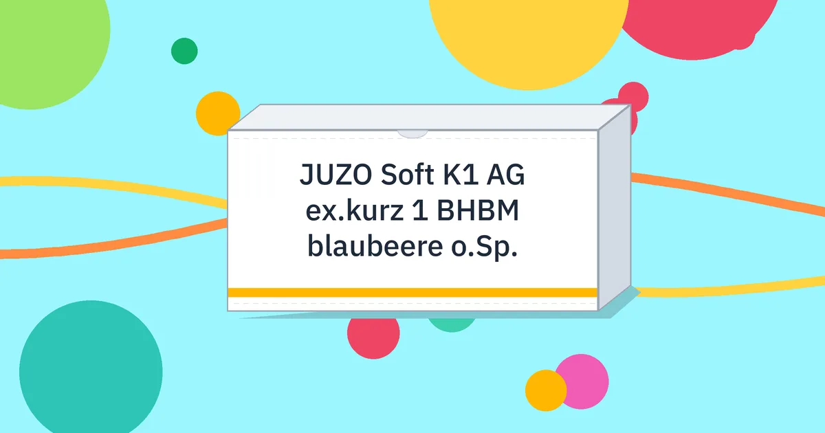 Symbolbild: Packung mit der Aufschrift JUZO Soft K1 AG ex.kurz 1 BHBM blaubeere o.Sp. (PZN 14858353) – Verfügbarkeit und Bezug in Apotheken in Frankfurt am Main