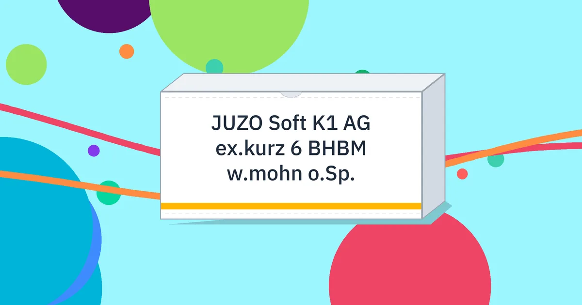 Symbolbild: Packung mit der Aufschrift JUZO Soft K1 AG ex.kurz 6 BHBM w.mohn o.Sp. (PZN 14866499) – Verfügbarkeit und Bezug in Apotheken in Frankfurt am Main