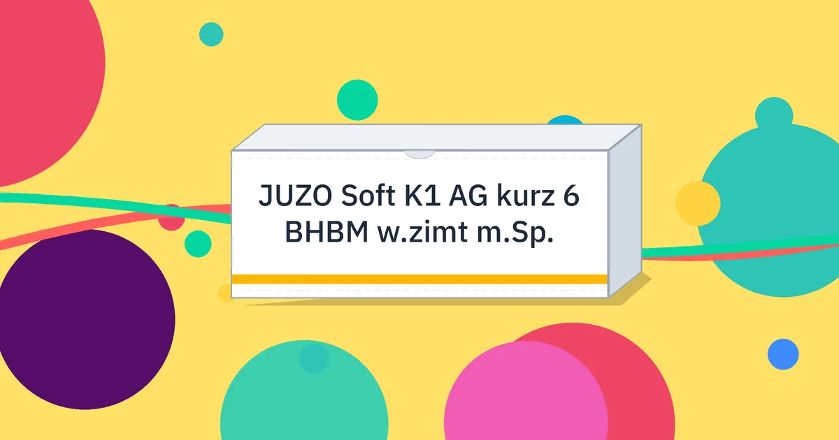 Symbolbild: Packung mit der Aufschrift JUZO Soft K1 AG kurz 6 BHBM w.zimt m.Sp. (PZN 14863466) – Verfügbarkeit und Bezug in Apotheken in Frankfurt am Main