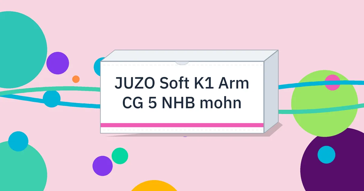 Symbolbild: Packung mit der Aufschrift JUZO Soft K1 Arm CG 5 NHB mohn (PZN 15507302) – Verfügbarkeit und Bezug in Apotheken in Frankfurt am Main