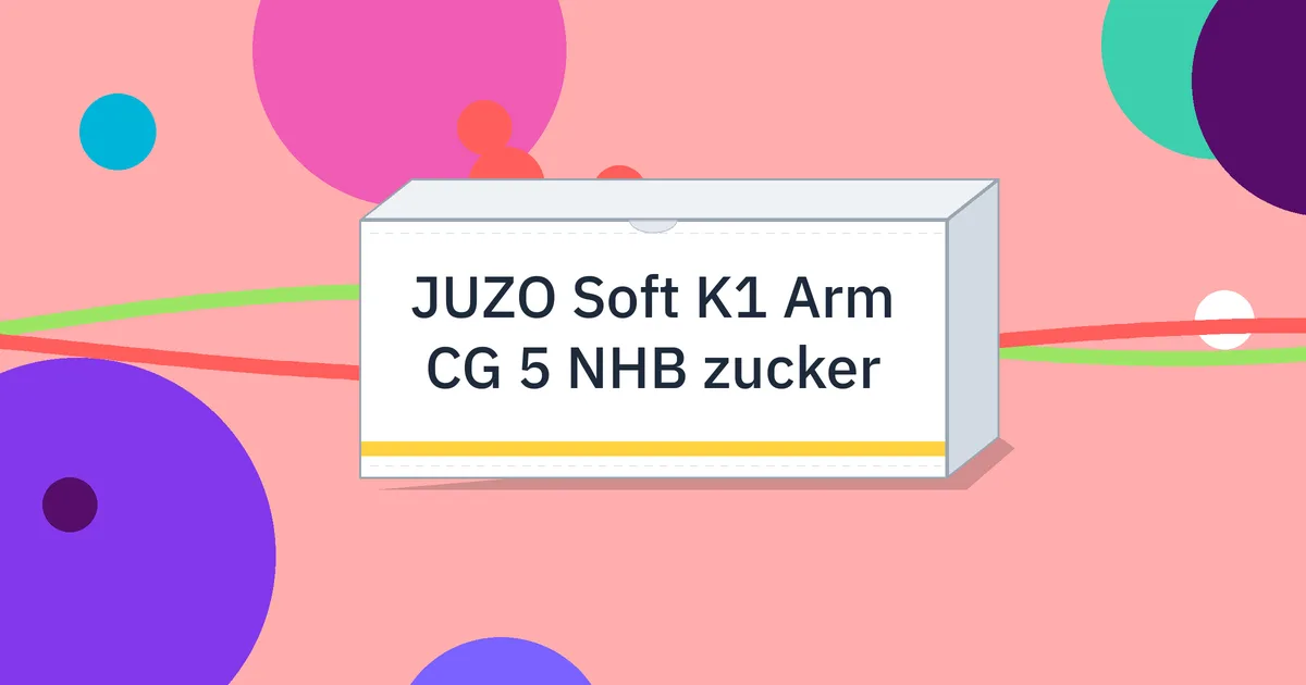 Symbolbild: Packung mit der Aufschrift JUZO Soft K1 Arm CG 5 NHB zucker (PZN 15506840) – Verfügbarkeit und Bezug in Apotheken in Frankfurt am Main
