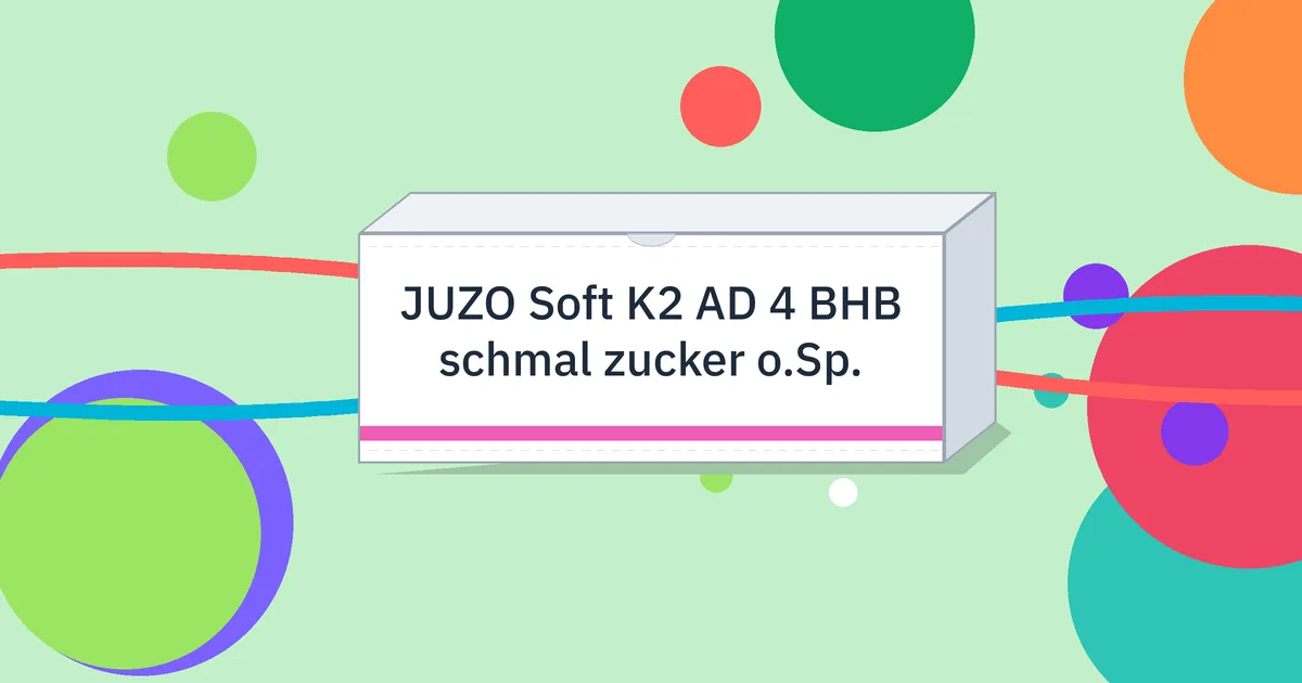 Symbolbild: Packung mit der Aufschrift JUZO Soft K2 AD 4 BHB schmal zucker o.Sp. (PZN 15466804) – Verfügbarkeit und Bezug in Apotheken in Frankfurt am Main