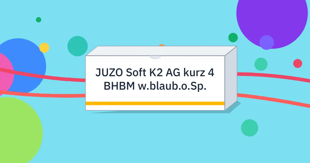 Symbolbild: Packung mit der Aufschrift JUZO Soft K2 AG kurz 4 BHBM w.blaub.o.Sp. (PZN 14869598) – Verfügbarkeit und Bezug in Apotheken in Frankfurt am Main