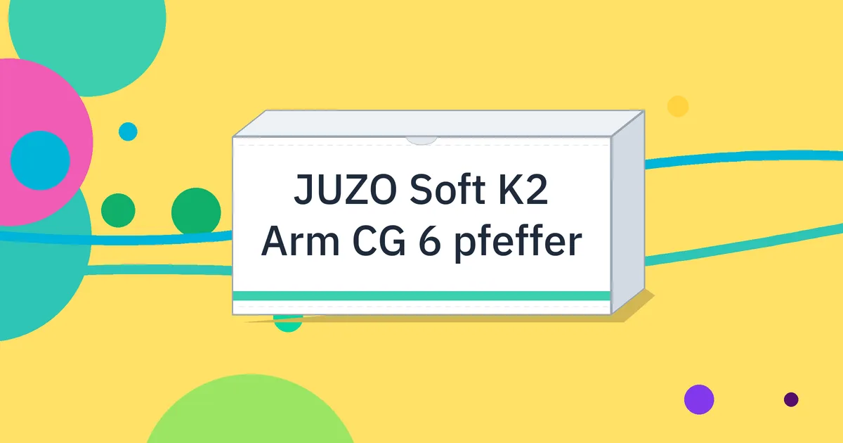 Symbolbild: Packung mit der Aufschrift JUZO Soft K2 Arm CG 6 pfeffer (PZN 15511953) – Verfügbarkeit und Bezug in Apotheken in Frankfurt am Main