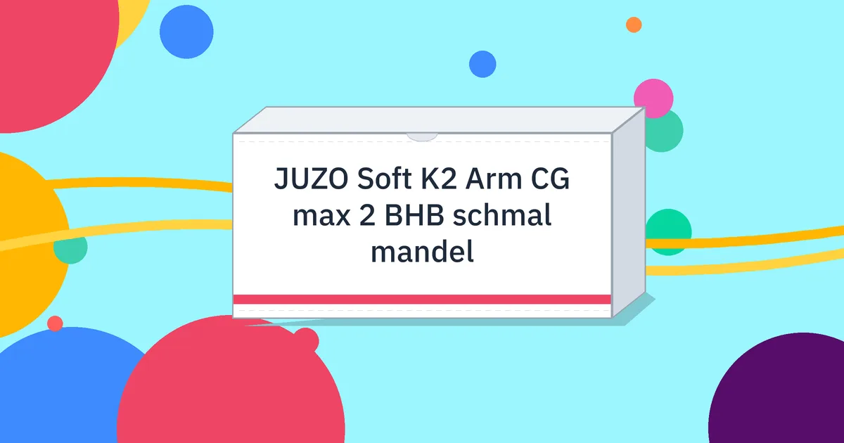 Symbolbild: Packung mit der Aufschrift JUZO Soft K2 Arm CG max 2 BHB schmal mandel (PZN 15513455) – Verfügbarkeit und Bezug in Apotheken in Frankfurt am Main