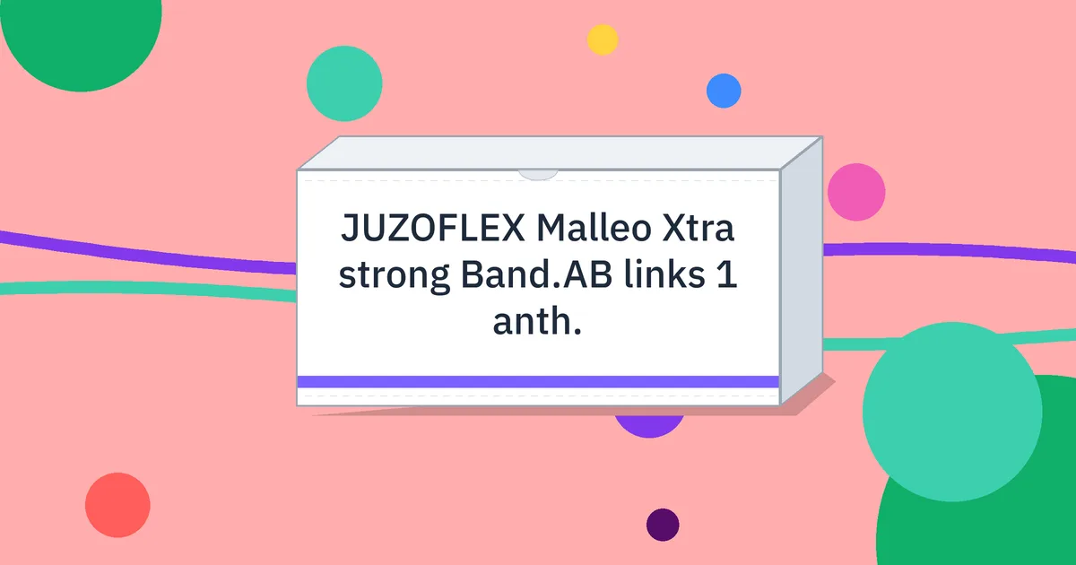 Symbolbild: Packung mit der Aufschrift JUZOFLEX Malleo Xtra strong Band.AB links 1 anth. (PZN 16634735) – Verfügbarkeit und Bezug in Apotheken in Frankfurt am Main