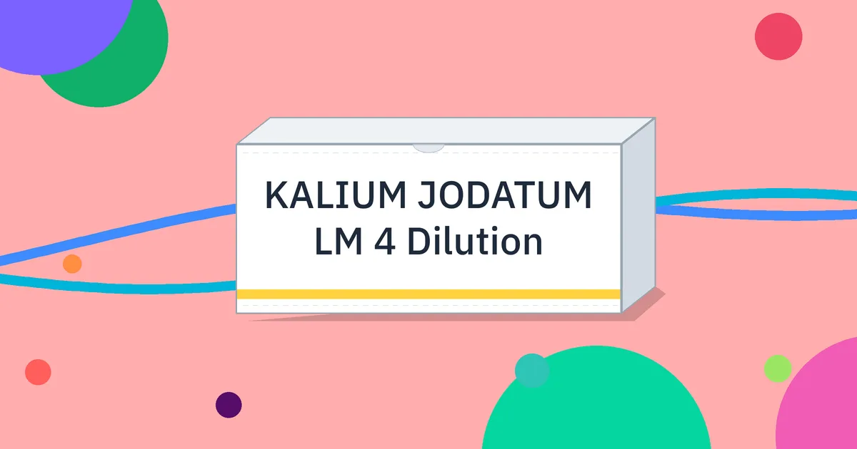 Symbolbild: Packung mit der Aufschrift KALIUM JODATUM LM 4 Dilution (PZN 12922325) – Verfügbarkeit und Bezug in Apotheken in Frankfurt am Main
