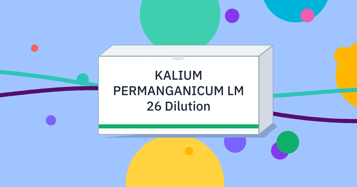 Symbolbild: Packung mit der Aufschrift KALIUM PERMANGANICUM LM 26 Dilution (PZN 12924287) – Verfügbarkeit und Bezug in Apotheken in Frankfurt am Main