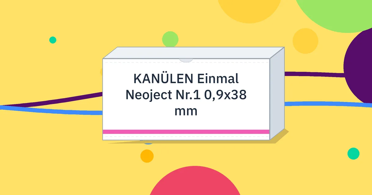 Symbolbild: Packung mit der Aufschrift KANÜLEN Einmal Neoject Nr.1 0,9x38 mm (PZN 10831216) – Verfügbarkeit und Bezug in Apotheken in Frankfurt am Main