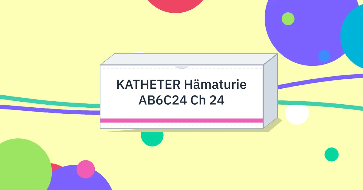 Symbolbild: Packung mit der Aufschrift KATHETER Hämaturie AB6C24 Ch 24 (PZN 00543723) – Verfügbarkeit und Bezug in Apotheken in Frankfurt am Main