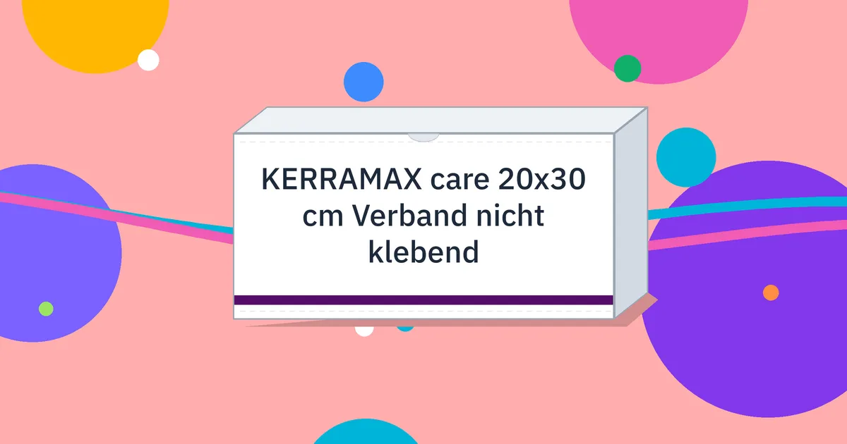 Symbolbild: Packung mit der Aufschrift KERRAMAX care 20x30 cm Verband nicht klebend (PZN 20176422) – Verfügbarkeit und Bezug in Apotheken in Frankfurt am Main