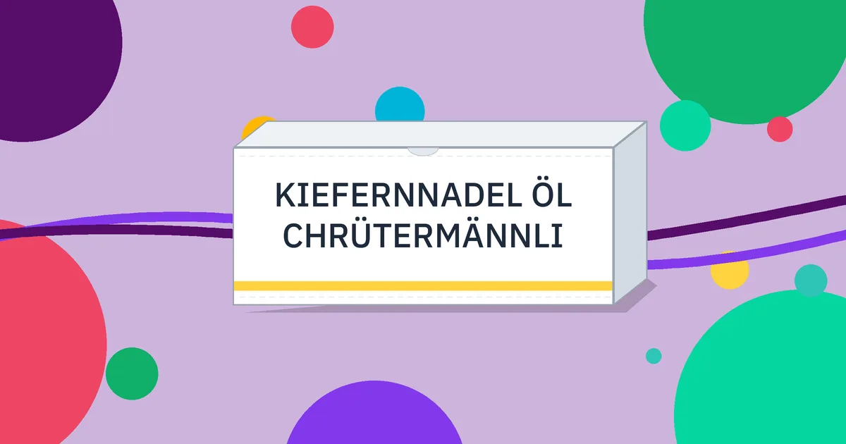 Symbolbild: Packung mit der Aufschrift KIEFERNNADEL ÖL CHRÜTERMÄNNLI (PZN 07196785) – Verfügbarkeit und Bezug in Apotheken in Frankfurt am Main