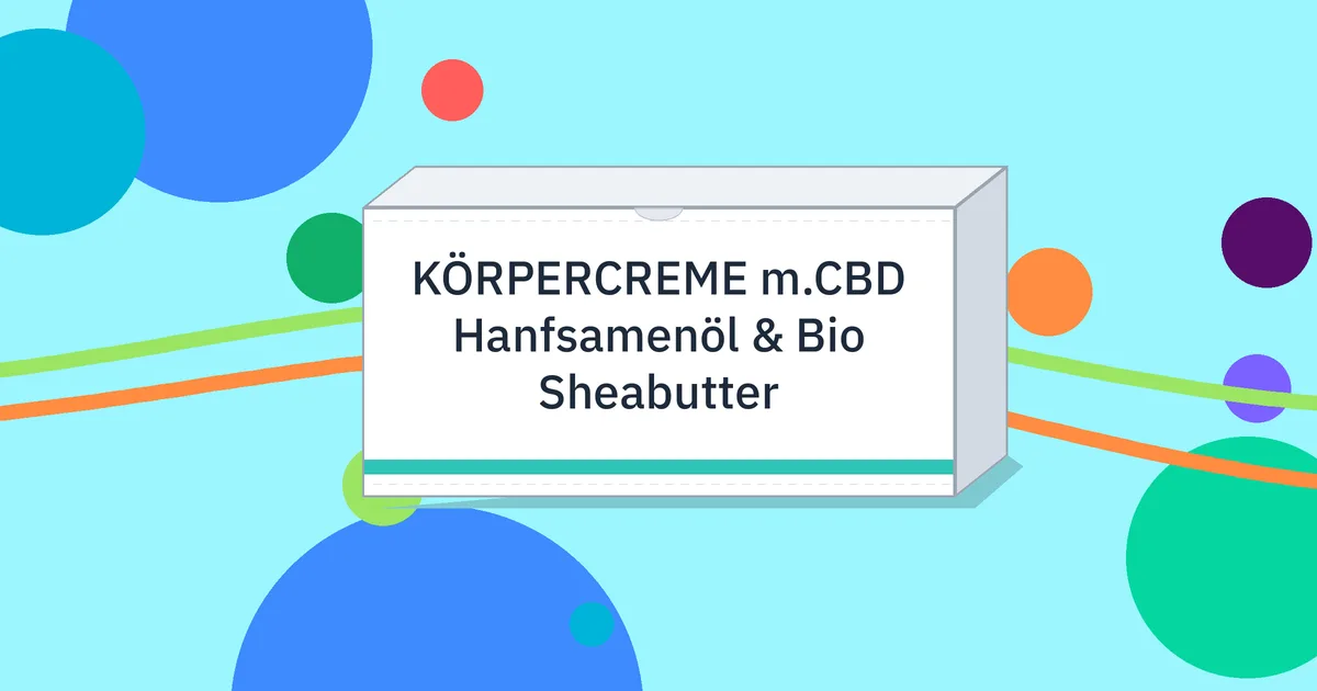 Symbolbild: Packung mit der Aufschrift KÖRPERCREME m.CBD Hanfsamenöl & Bio Sheabutter (PZN 17535478) – Verfügbarkeit und Bezug in Apotheken in Frankfurt am Main