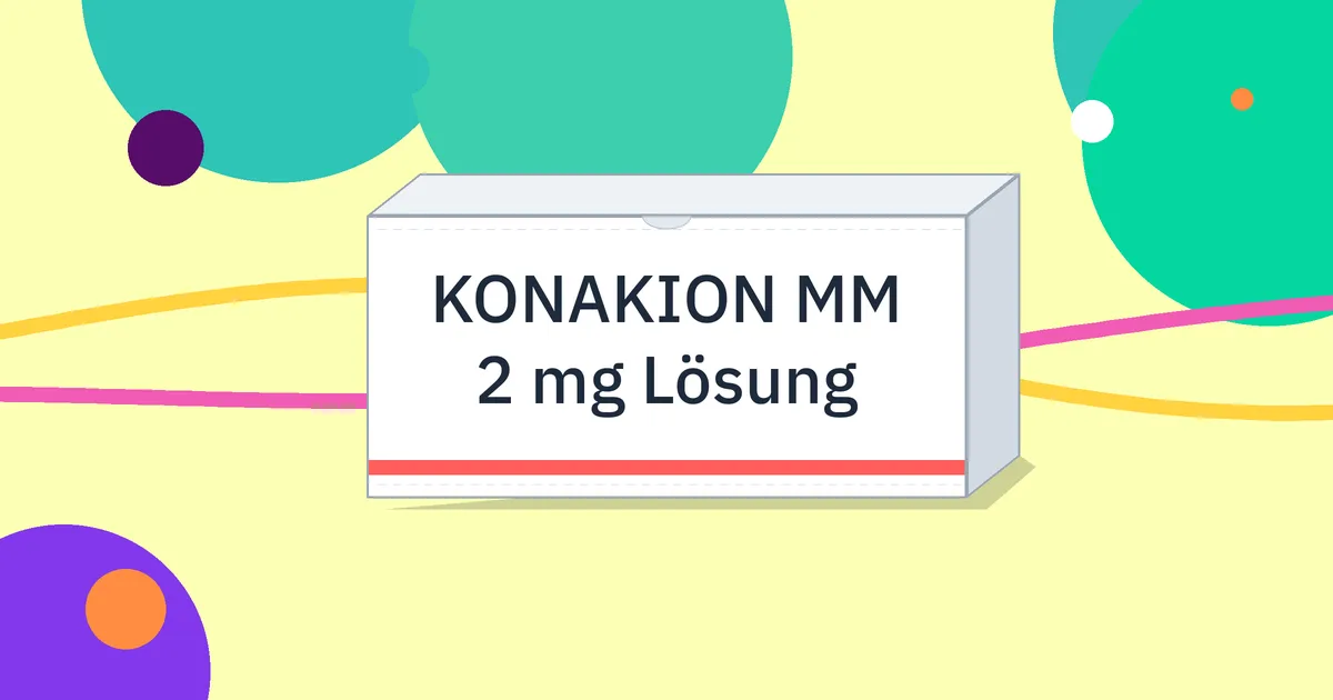 Symbolbild: Packung mit der Aufschrift KONAKION MM 2 mg Lösung (PZN 19107634) – Verfügbarkeit und Bezug in Apotheken in Frankfurt am Main