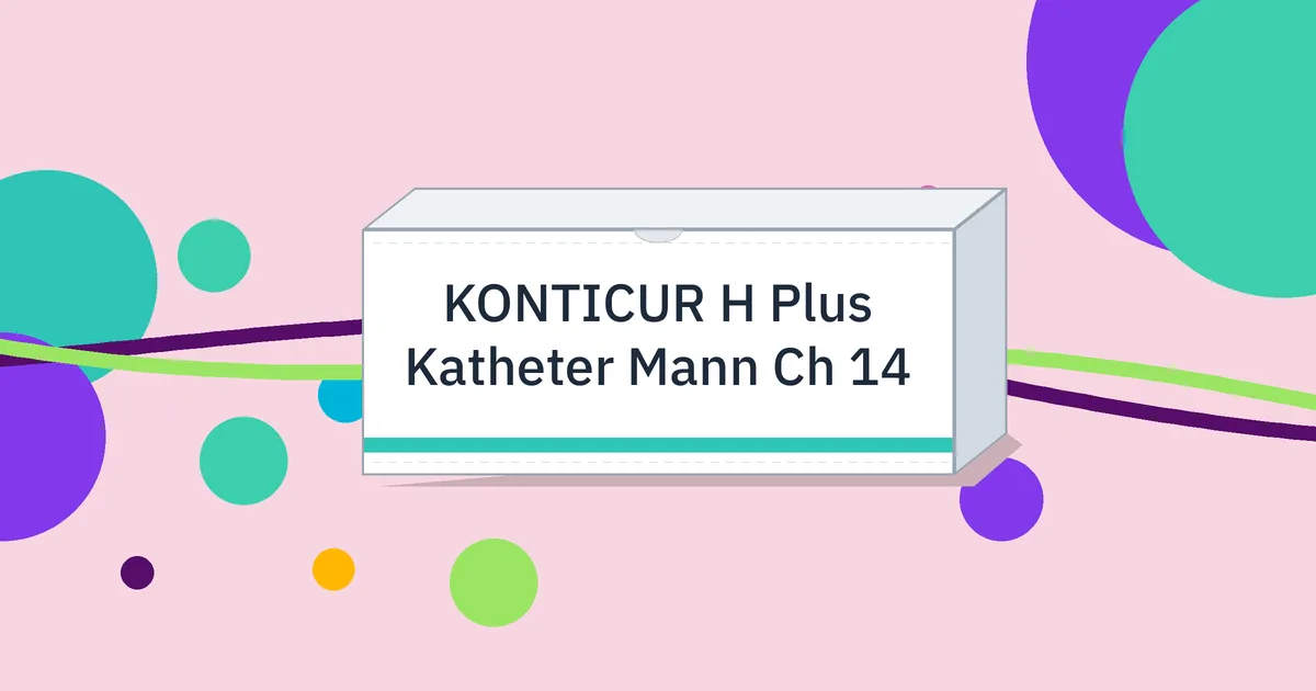 Symbolbild: Packung mit der Aufschrift KONTICUR H Plus Katheter Mann Ch 14 (PZN 20022802) – Verfügbarkeit und Bezug in Apotheken in Frankfurt am Main