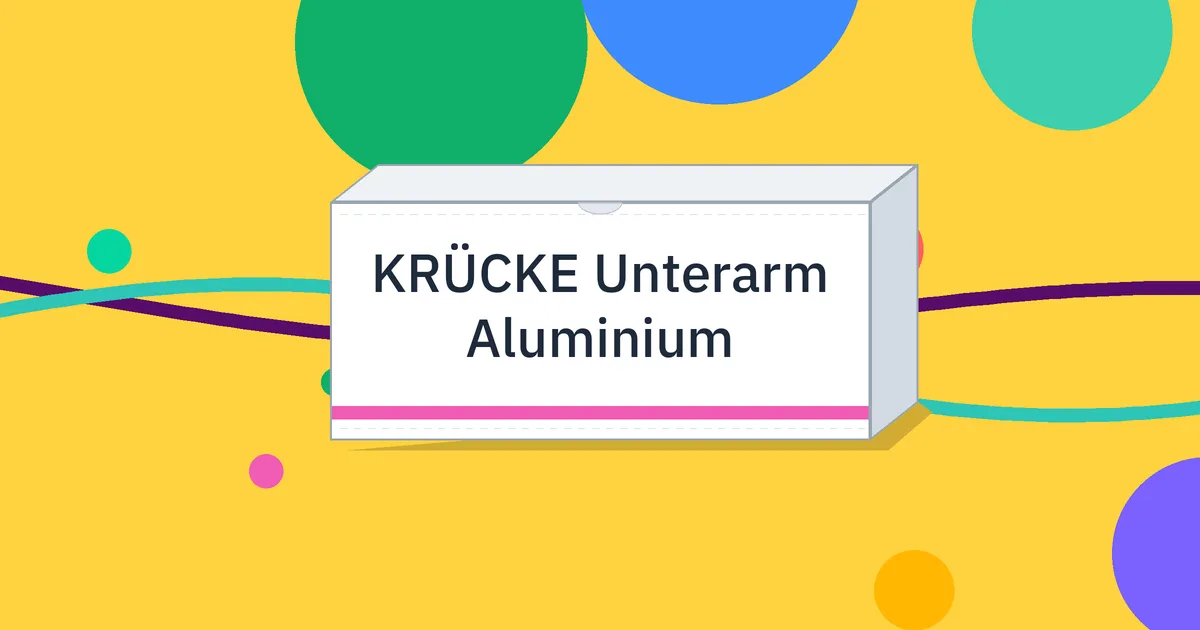 Symbolbild: Packung mit der Aufschrift KRÜCKE Unterarm Aluminium (PZN 01966383) – Verfügbarkeit und Bezug in Apotheken in Frankfurt am Main