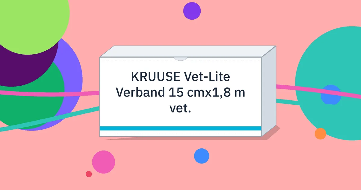 Symbolbild: Packung mit der Aufschrift KRUUSE Vet-Lite Verband 15 cmx1,8 m vet. (PZN 18443235) – Verfügbarkeit und Bezug in Apotheken in Frankfurt am Main