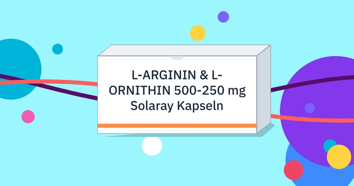 Symbolbild: Packung mit der Aufschrift L-ARGININ & L-ORNITHIN 500-250 mg Solaray Kapseln (PZN 17254124) – Verfügbarkeit und Bezug in Apotheken in Frankfurt am Main