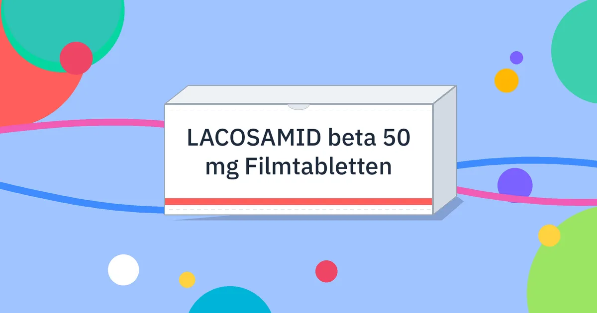Symbolbild: Packung mit der Aufschrift LACOSAMID beta 50 mg Filmtabletten (PZN 17622970) – Verfügbarkeit und Bezug in Apotheken in Frankfurt am Main
