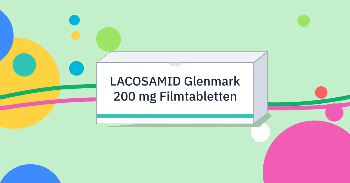 Symbolbild: Packung mit der Aufschrift LACOSAMID Glenmark 200 mg Filmtabletten (PZN 17534875) – Verfügbarkeit und Bezug in Apotheken in Frankfurt am Main