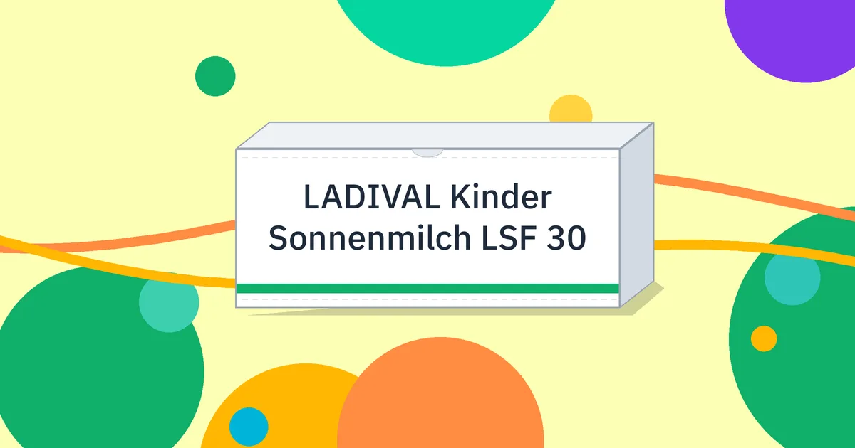 Symbolbild: Packung mit der Aufschrift LADIVAL Kinder Sonnenmilch LSF 30 (PZN 03376645) – Verfügbarkeit und Bezug in Apotheken in Frankfurt am Main