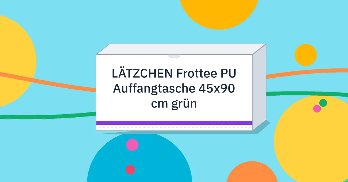 Symbolbild: Packung mit der Aufschrift LÄTZCHEN Frottee PU Auffangtasche 45x90 cm grün (PZN 10074494) – Verfügbarkeit und Bezug in Apotheken in Frankfurt am Main